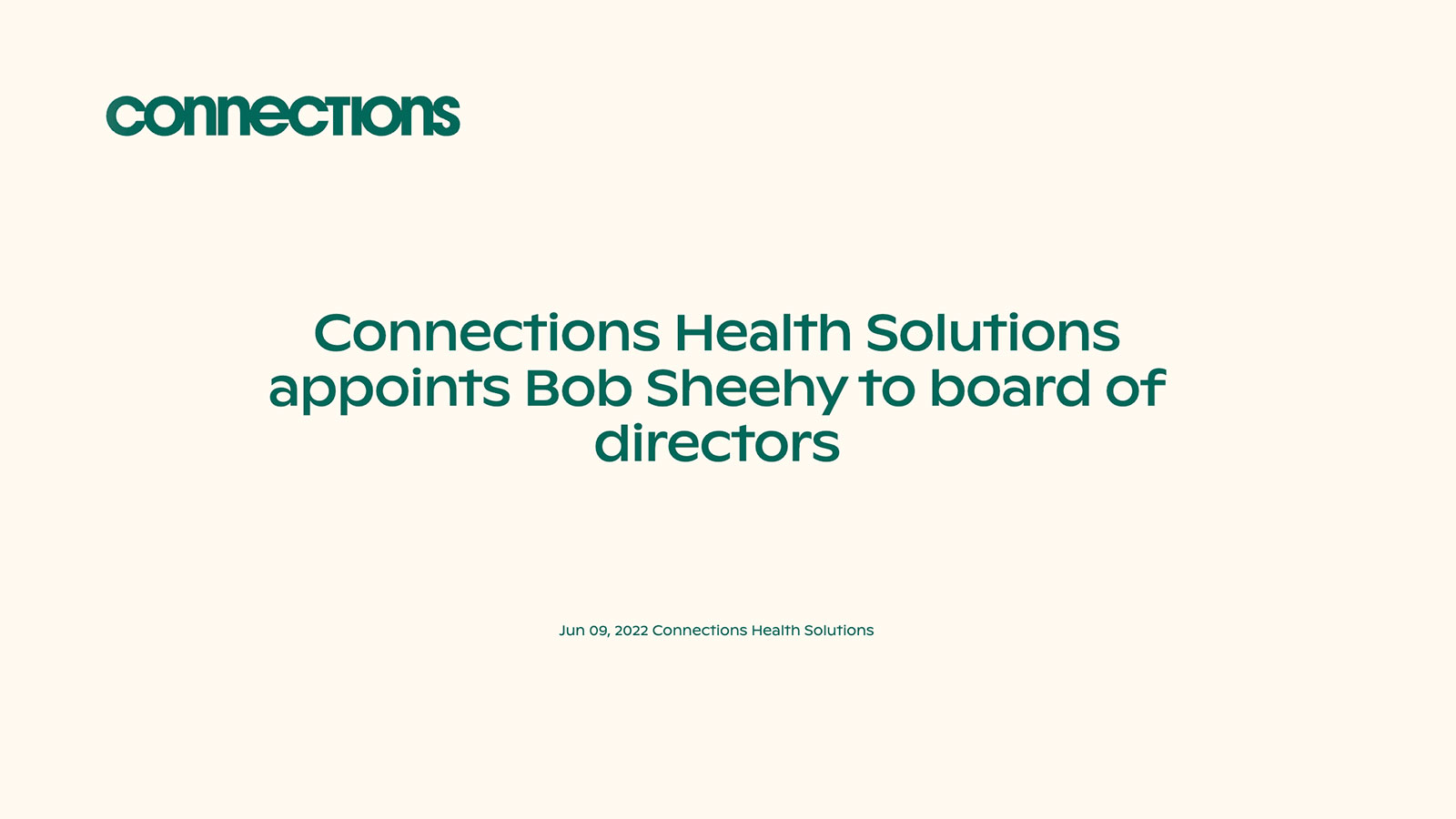 Connections Health Solutions appoints Bob Sheehy to board of directors